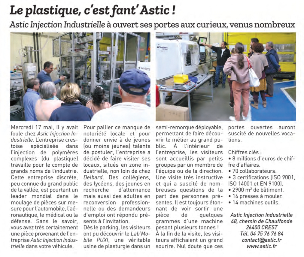 On parle de NOUS ! - Astic- Injection Industrielle